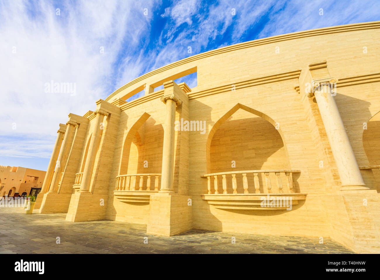 Side view of Katara Amphitheatre, a classical Greek theatre in Katara ...