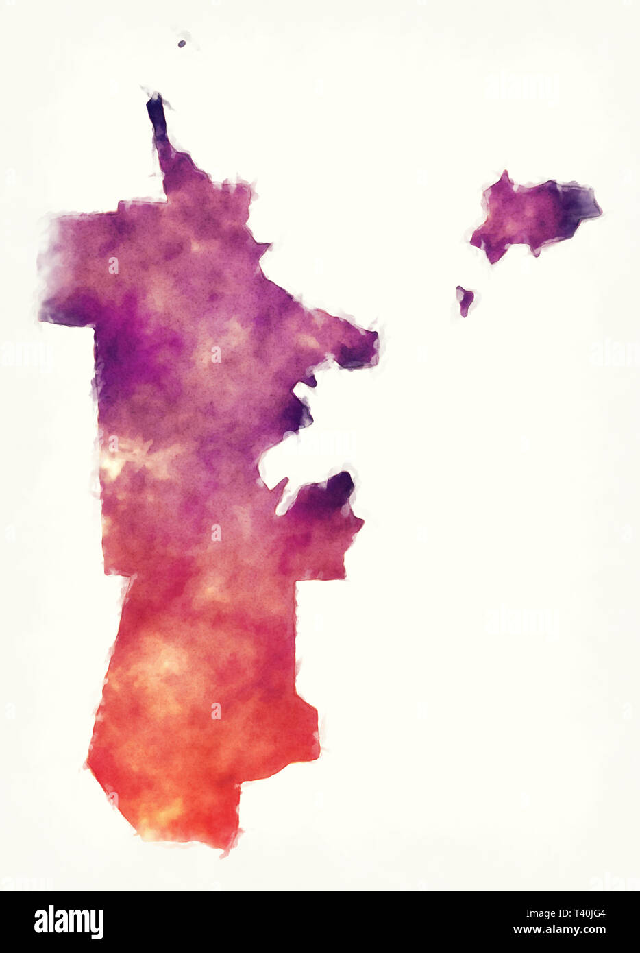 St. George watercolor parish map of Antigua and Barbuda Stock Photo - Alamy