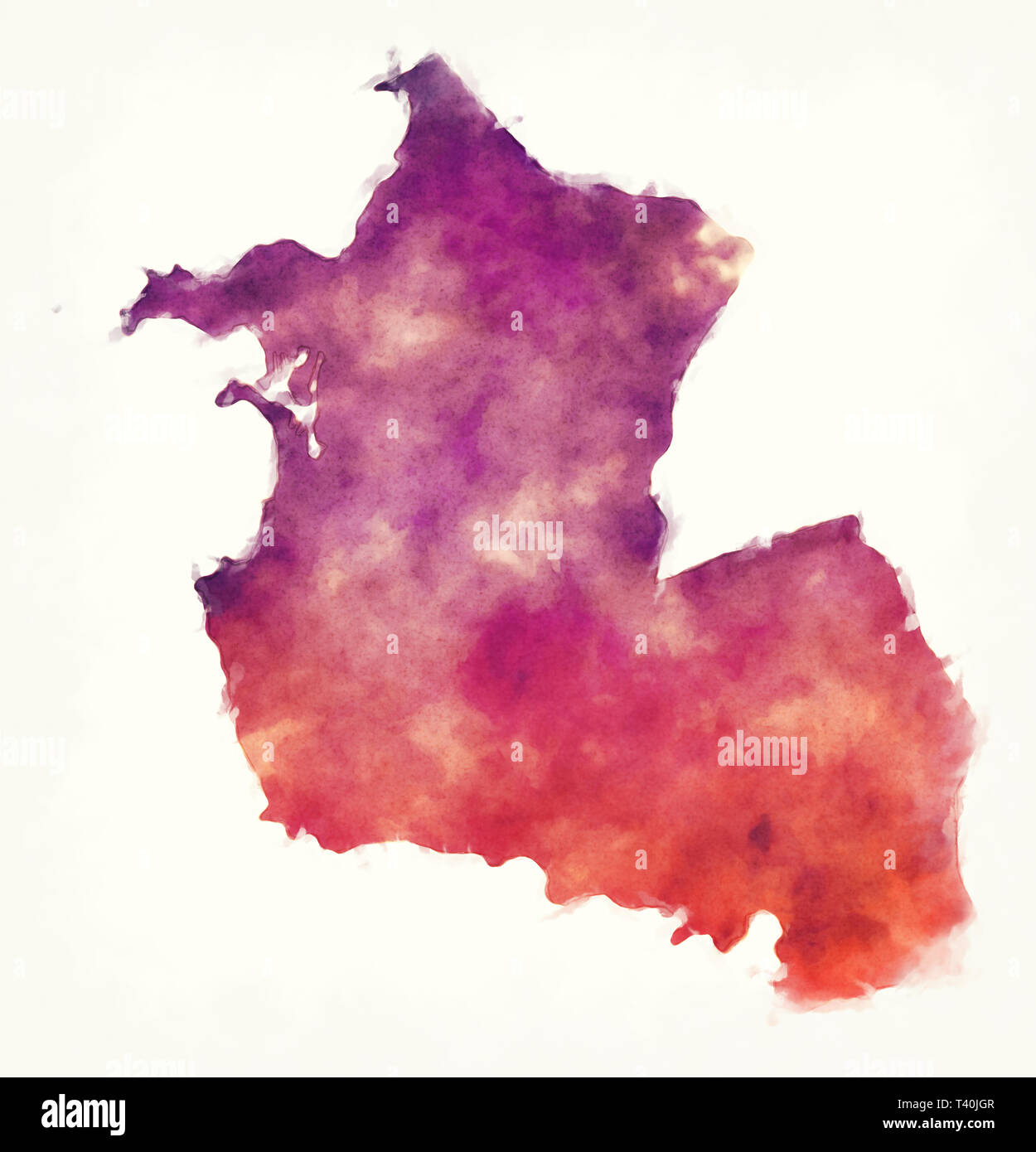 St. Mary watercolor parish map of Antigua and Barbuda Stock Photo - Alamy