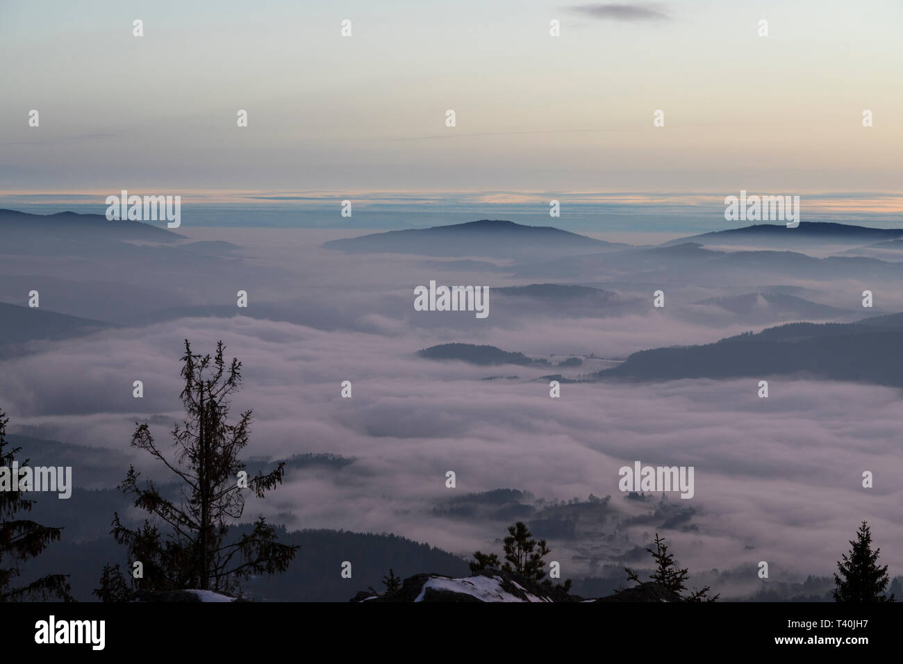 Fog above clouds sunset clouds fog inversion hi-res stock photography ...