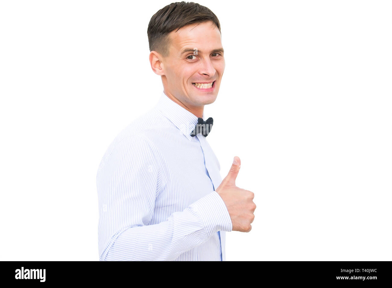 Smiling men isolated on white background Stock Photo - Alamy