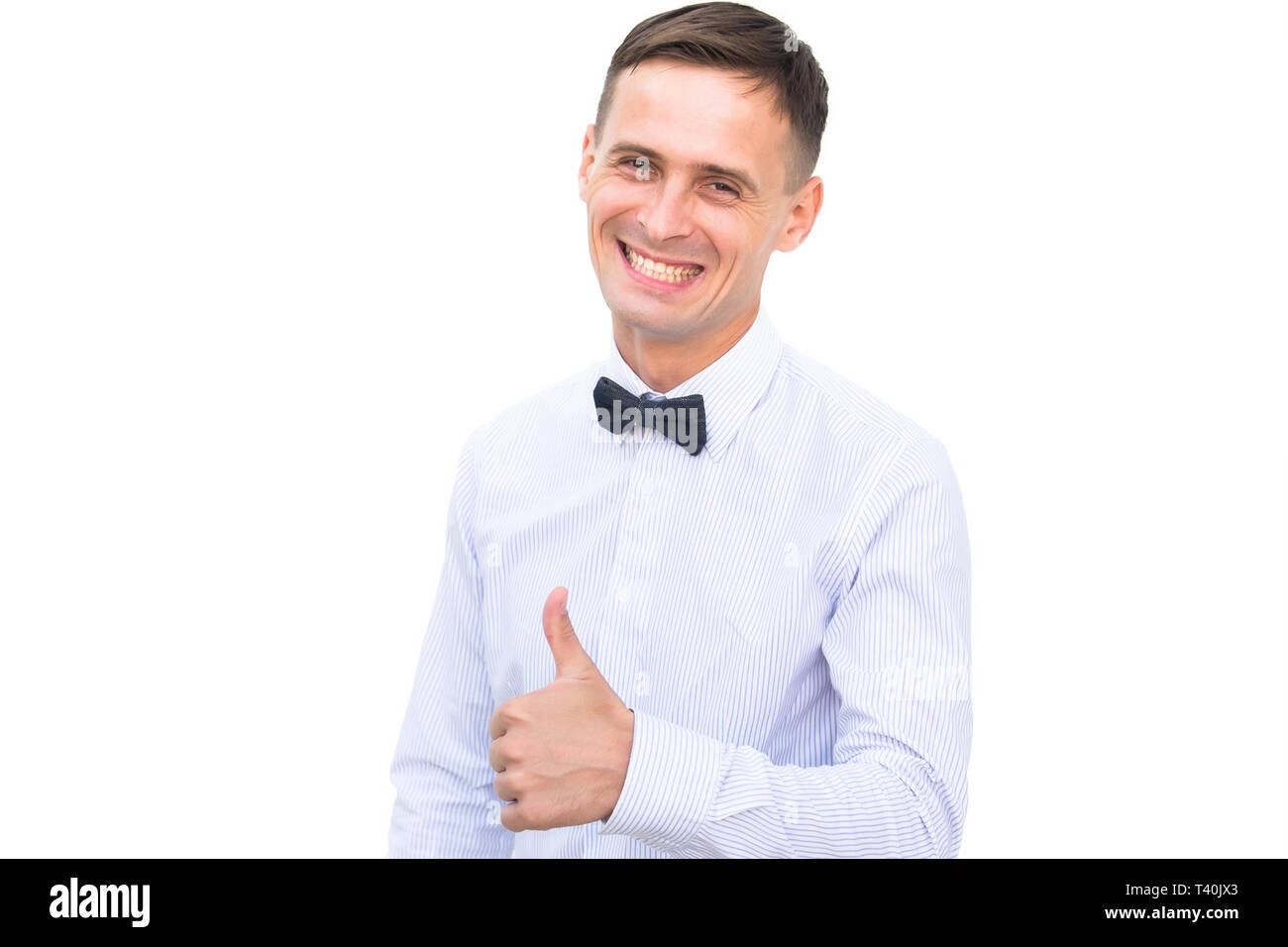 Smiling men isolated on white background Stock Photo - Alamy