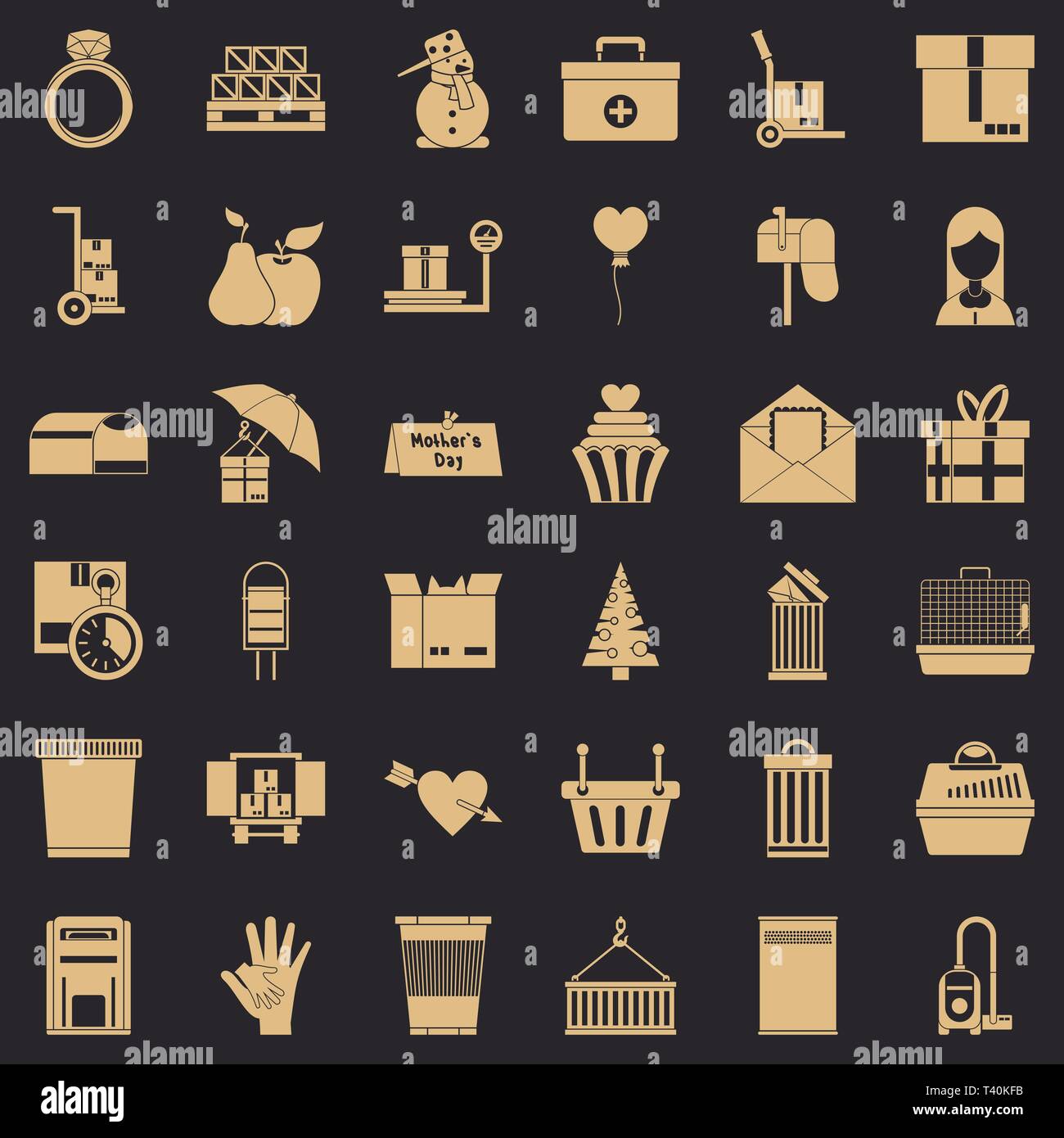 Carton box icons set, simple style Stock Vector Image & Art - Alamy