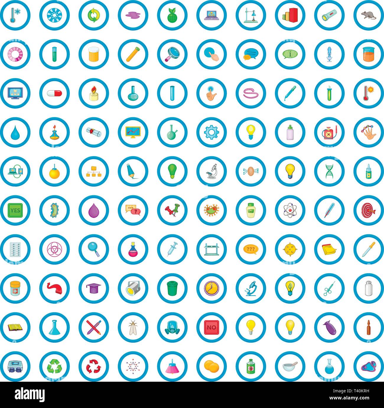 100 scientific laboratory icons set, cartoon style Stock Vector Image ...
