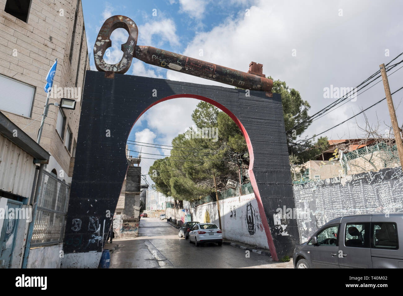 The large key marks the entrance to the largest Palestinian refugee ...