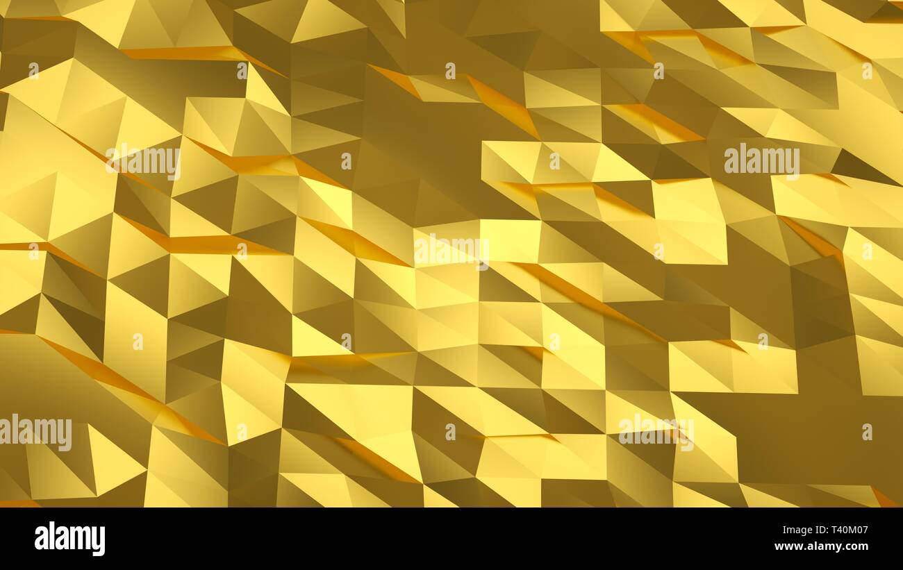 Triangle polygon shapes background. 3D deco geometric gold. 3D ...