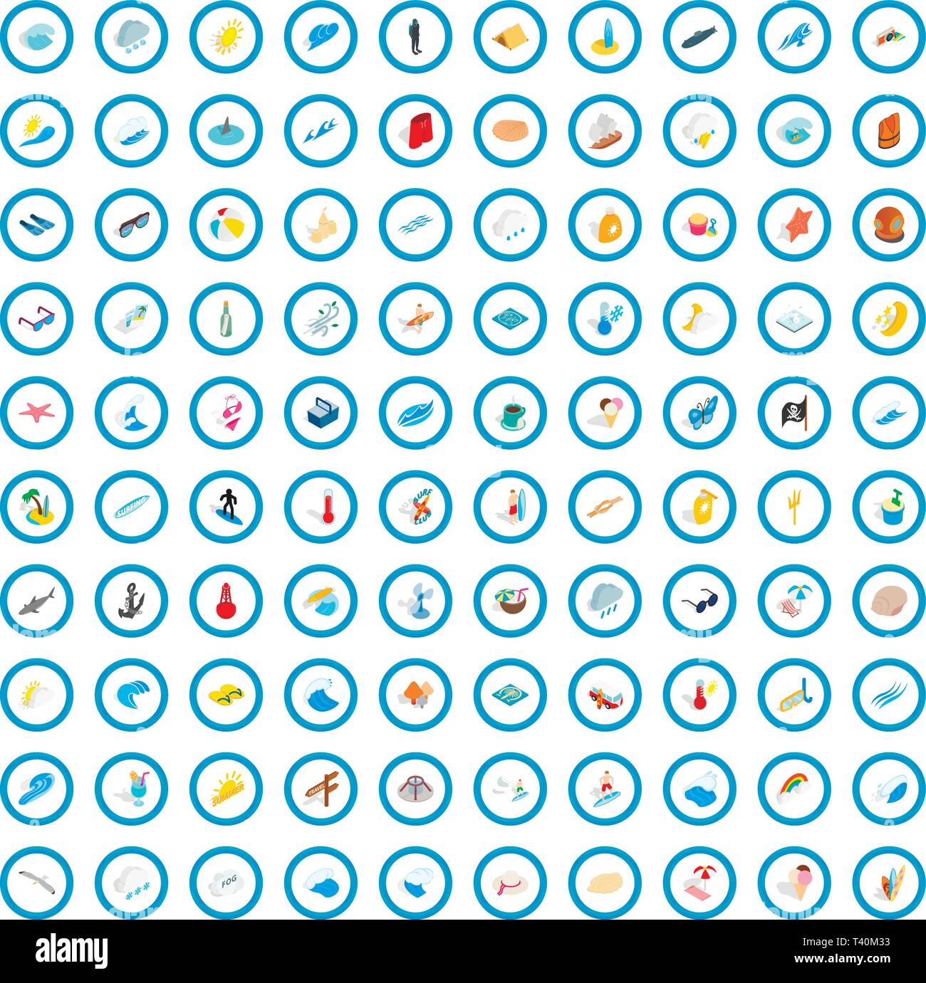 100 sea icons set, isometric 3d style Stock Vector Image & Art - Alamy