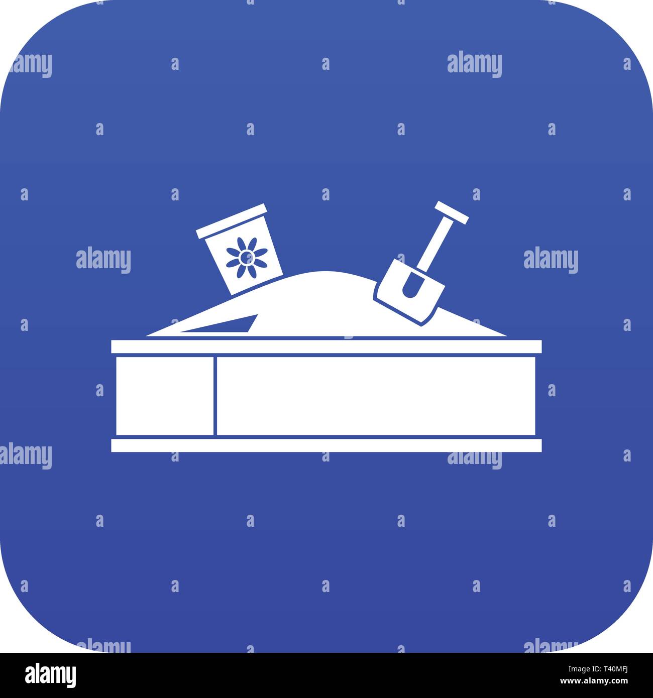 Sandbox with bucket and shovel icon digital blue Stock Vector Image ...