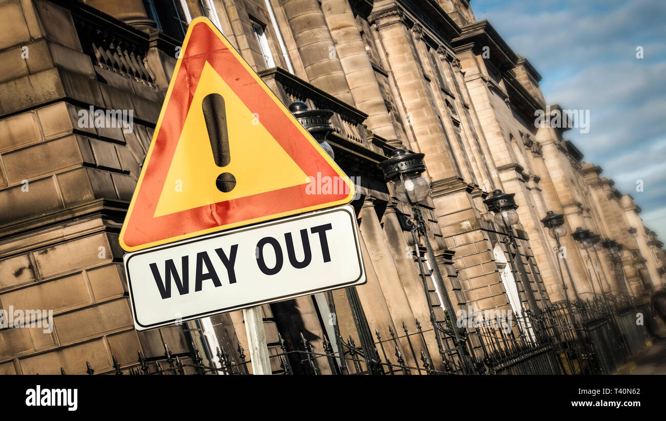 Street Sign WAY OUT Stock Photo - Alamy