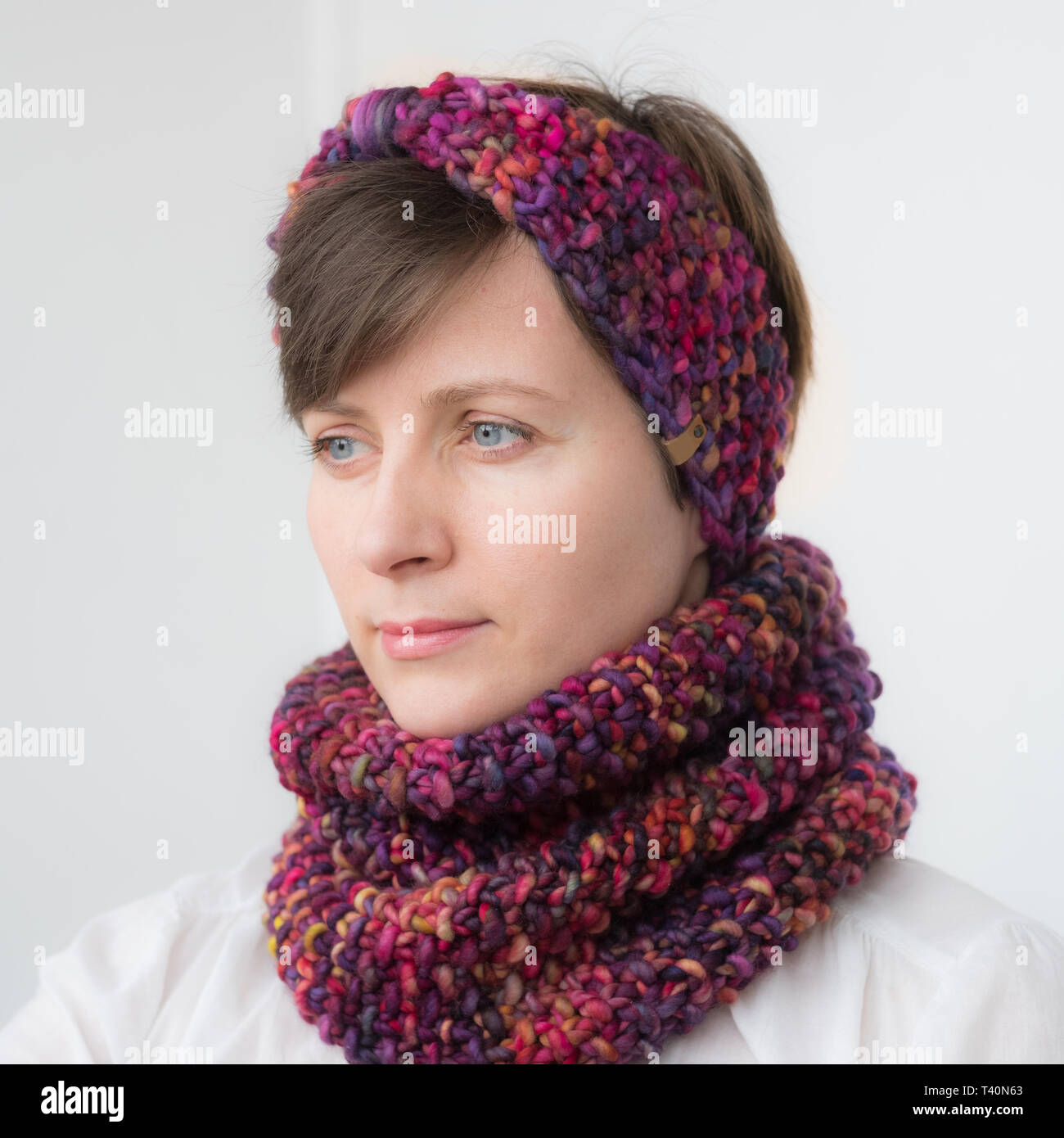 Beautiful woman in snood hi-res stock photography and images - Alamy