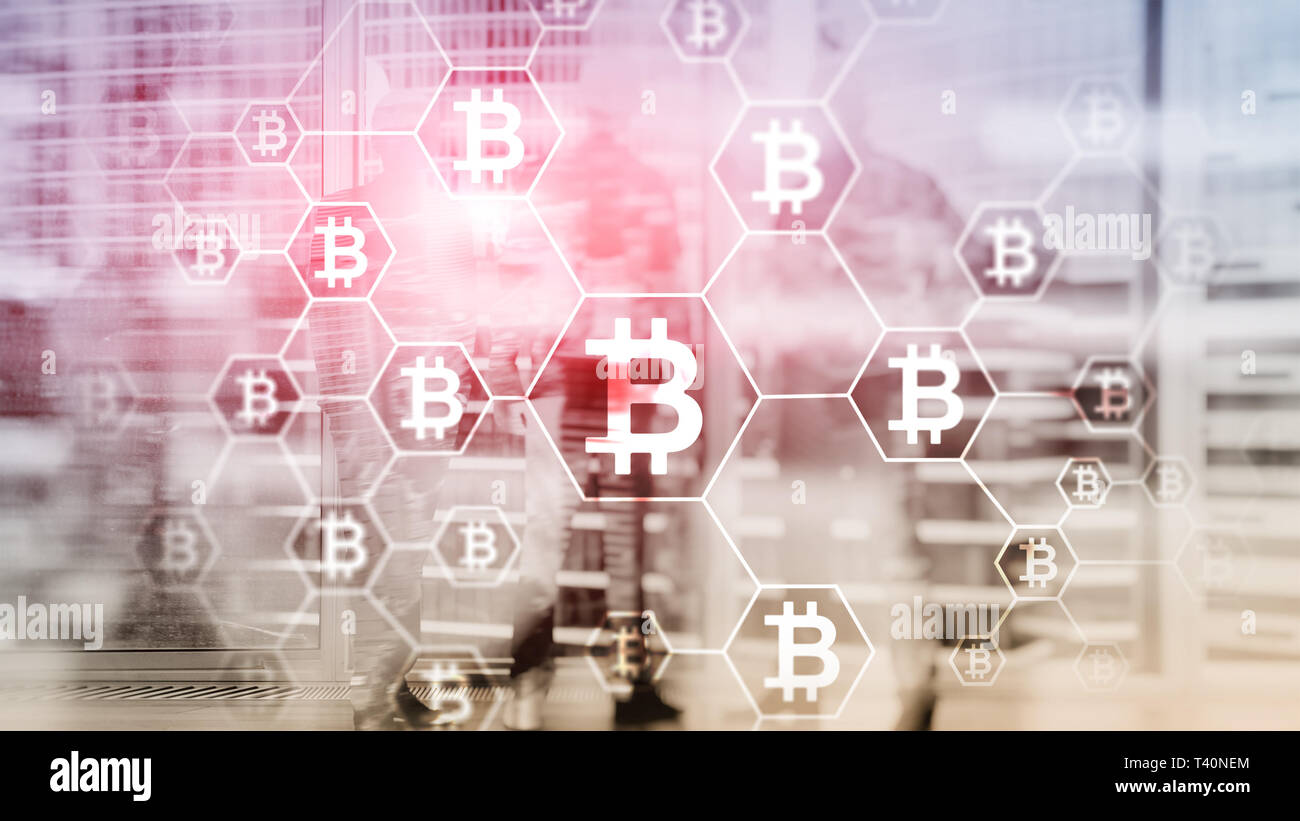 Bitcoin, Blockchain concept on server room background Stock Photo - Alamy