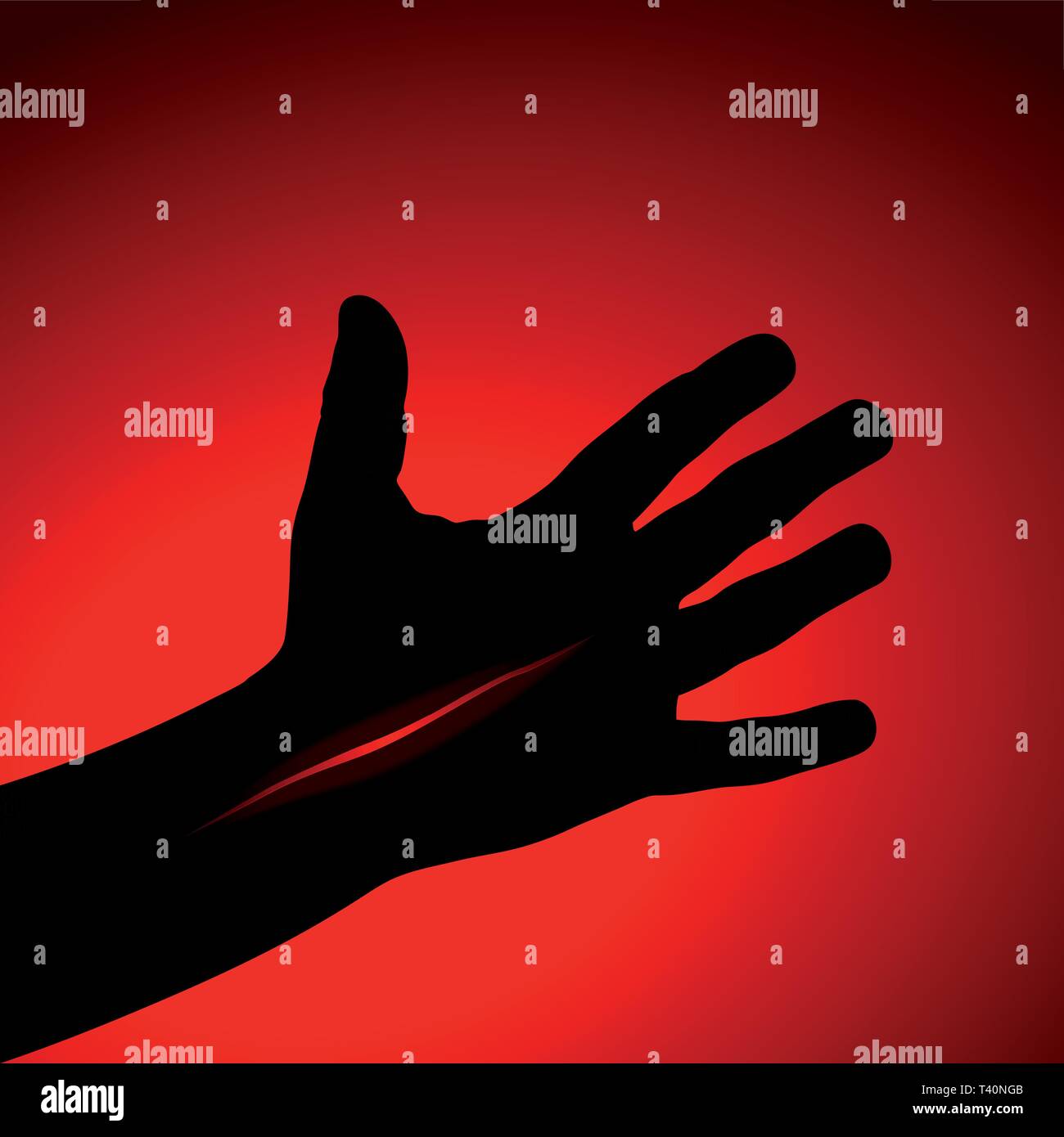 Injured hand. Transparent cut, concept of despair, suicide, death Stock ...