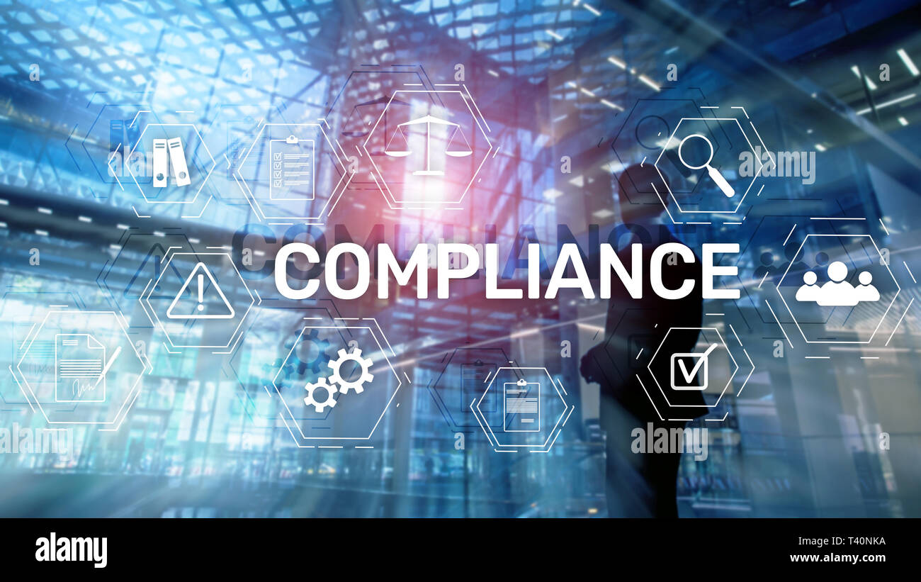 Compliance diagram with icons. Business concept on abstract background ...