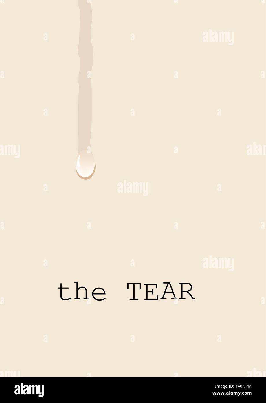 Tear, weeping on the white sheet, a concept of sadness and suffering ...