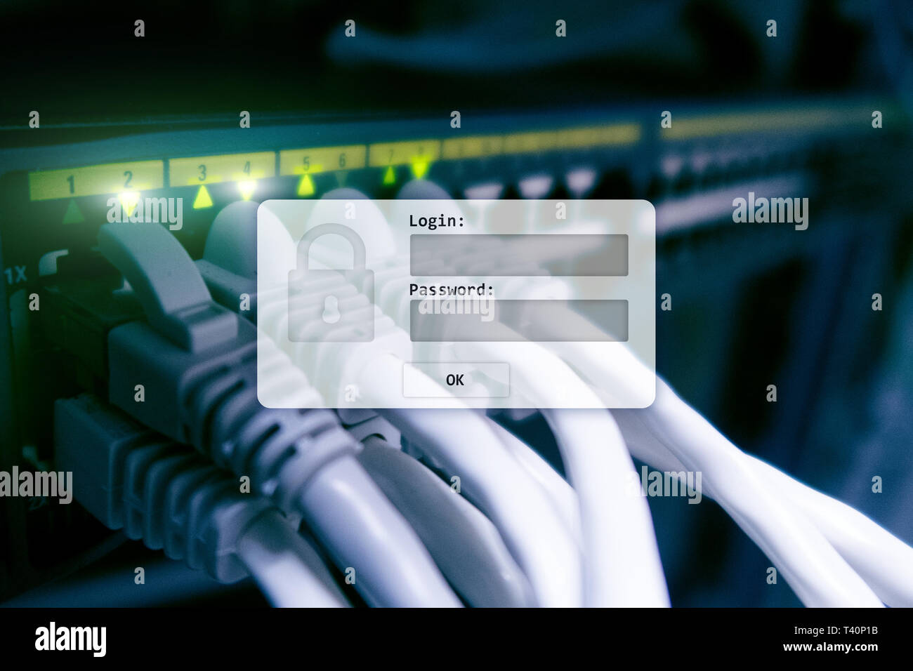 Server room, login and password request, data access and security Stock ...