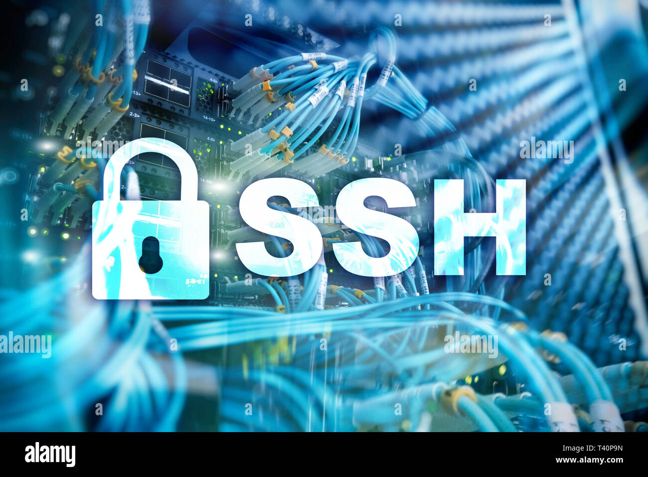 SSH, Secure Shell protocol and software. Data protection, internet and telecommunication concept ...