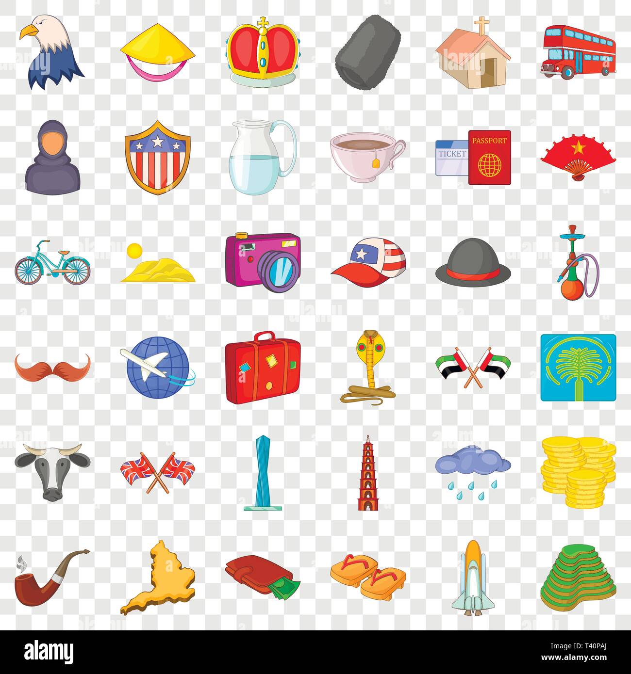 World tourism icons set, cartoon style Stock Vector Image & Art - Alamy