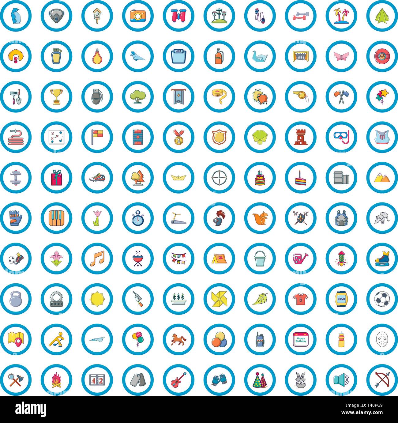 100 school activities icons set, cartoon style Stock Vector Image & Art ...