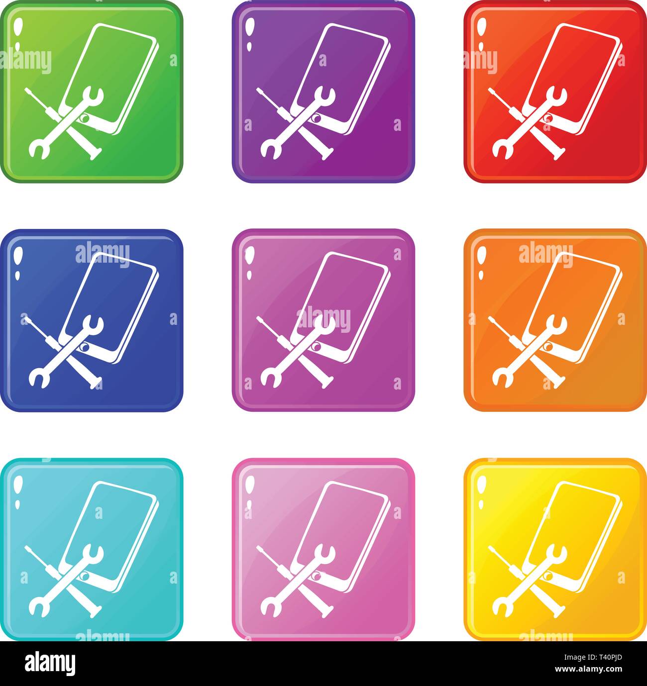 Repair smartphone icons set 9 color collection Stock Vector Image & Art ...