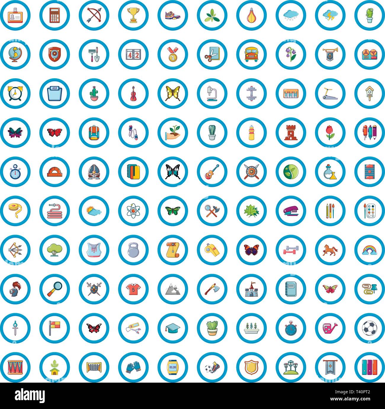 100 school years icons set, cartoon style Stock Vector Image & Art - Alamy