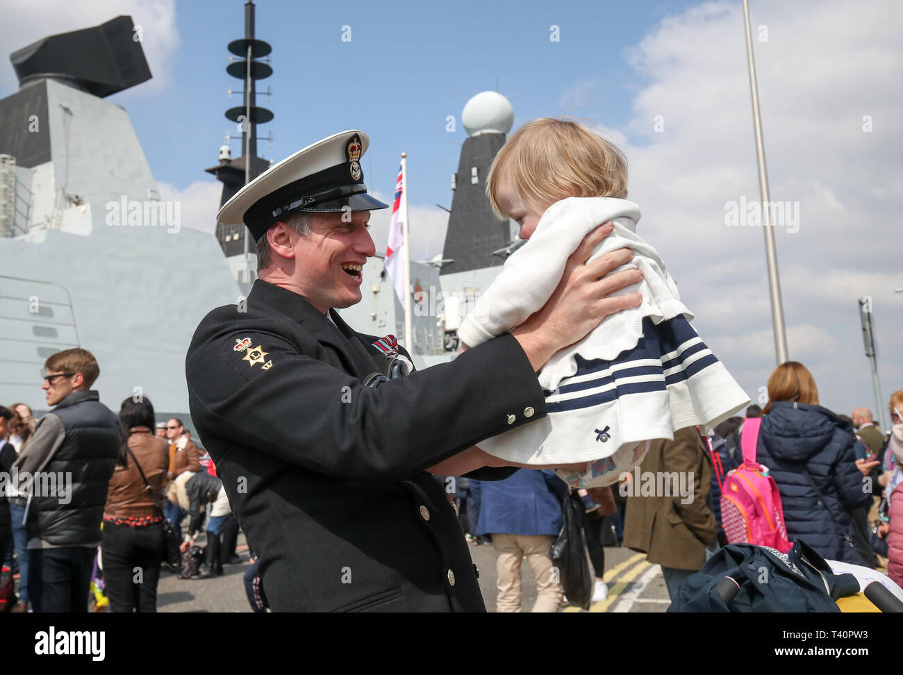 Petty Officer Writer Dean Goodey with his daughter Helen, aged 15 ...