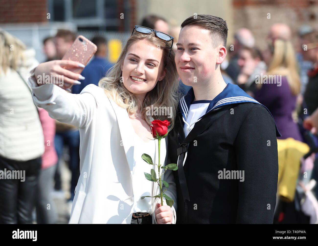 Engineering Technician Luke Astley poses for a selfie with his partner ...