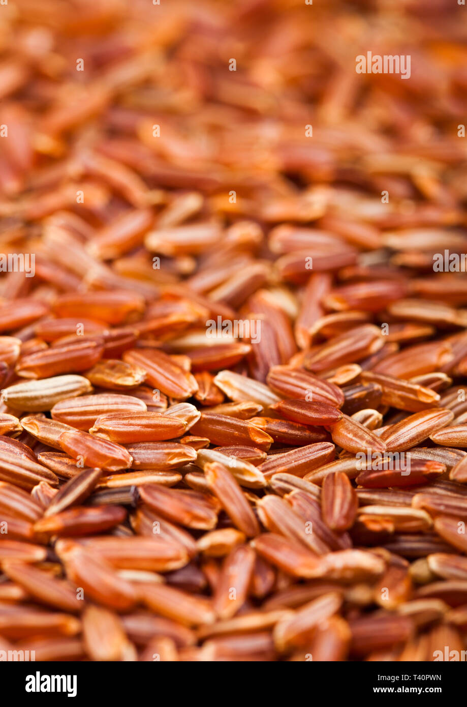 Fresh raw organic red rice on white background.Top view Stock Photo - Alamy