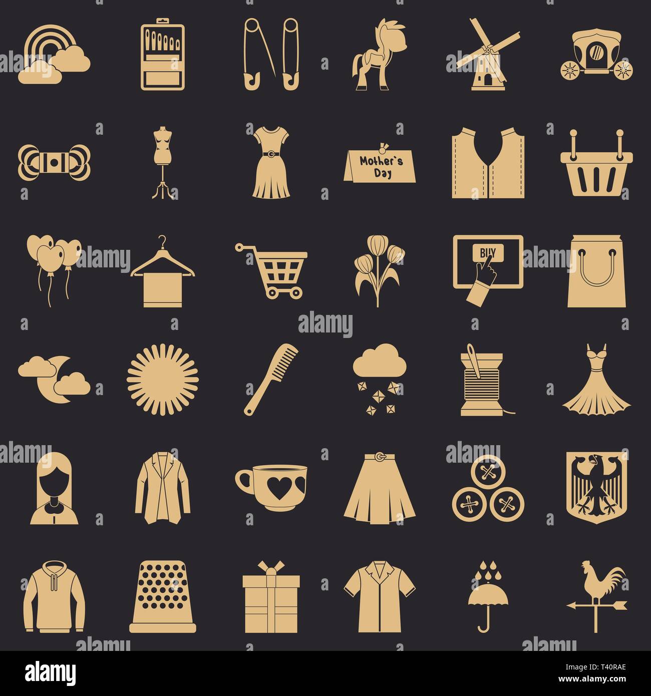 Beautiful dress icons set, simple style Stock Vector Image & Art - Alamy
