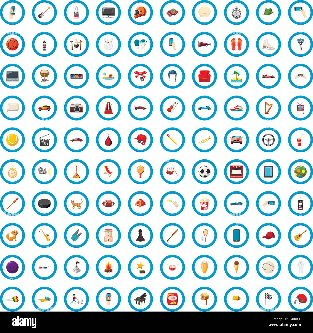 100 rest icons set, cartoon style Stock Vector Image & Art - Alamy