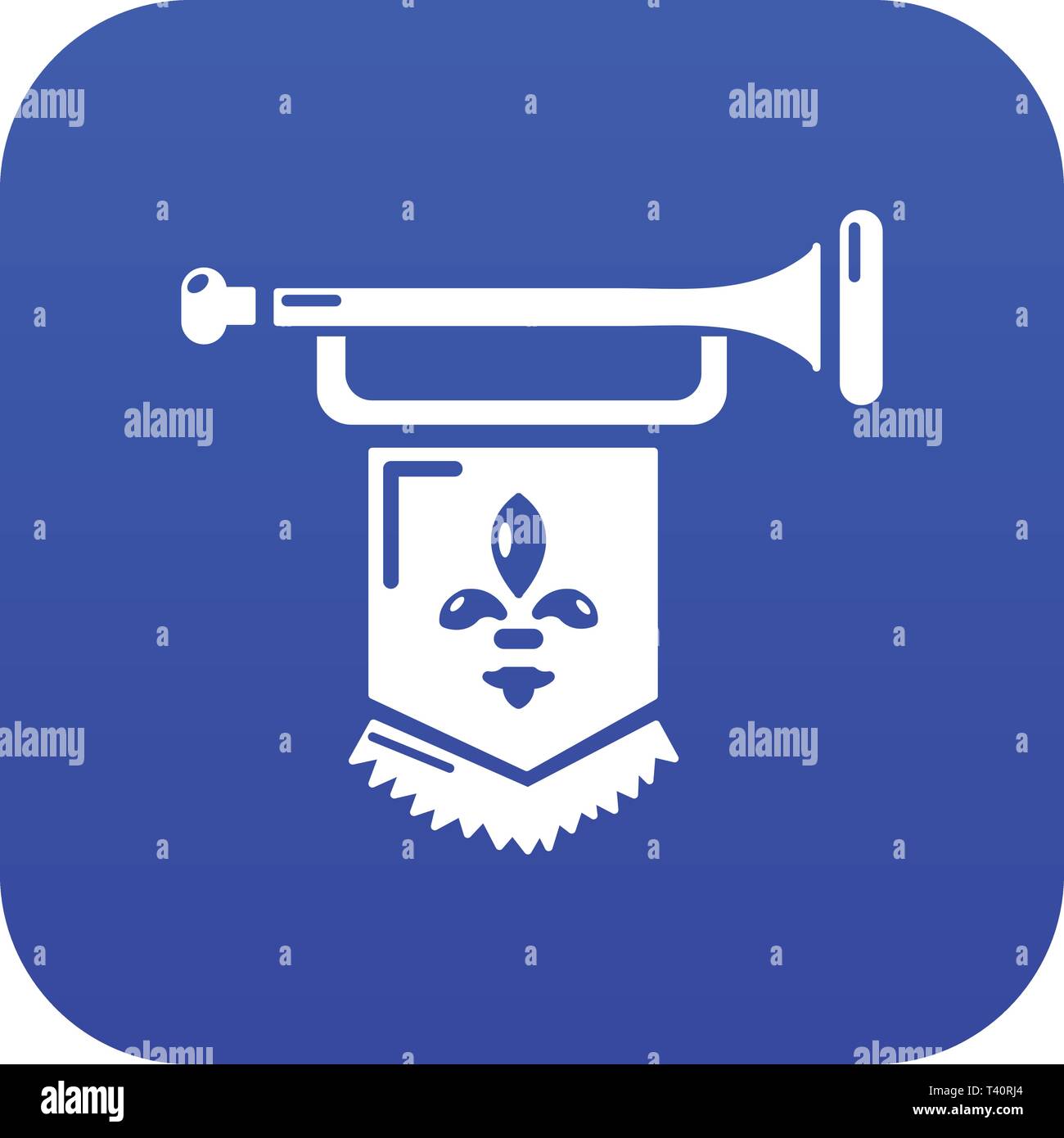 Ancient trumpet with flag icon blue vector Stock Vector Image & Art - Alamy