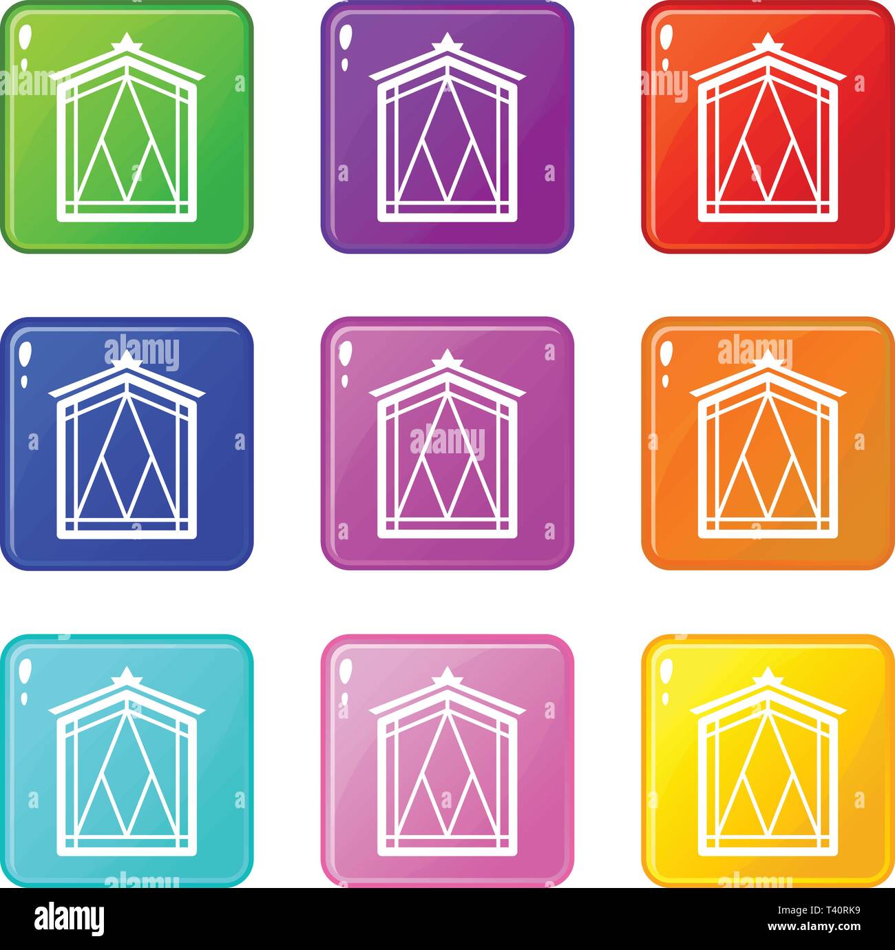 Fairy window frame icons set 9 color collection Stock Vector Image ...