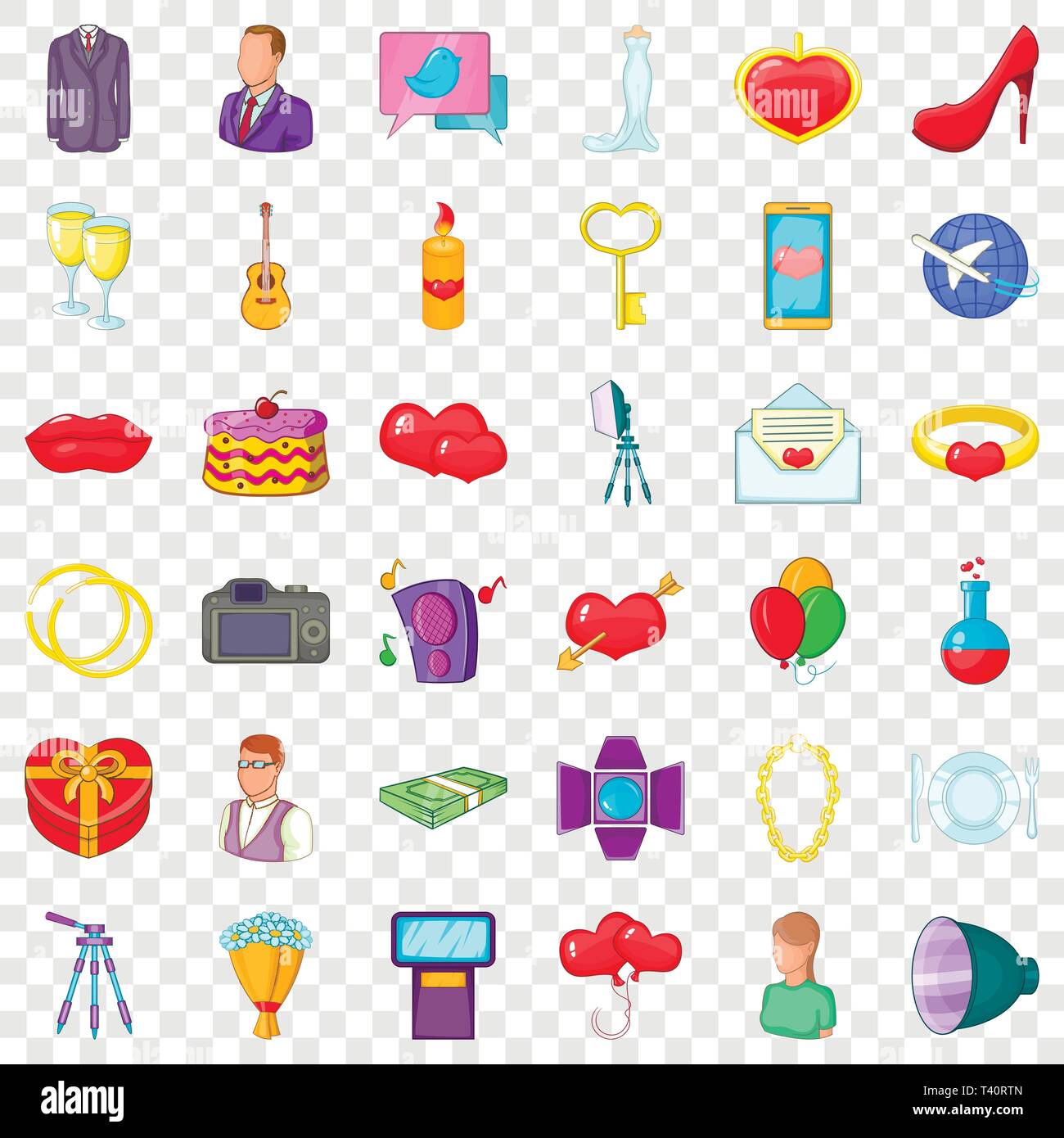 Wedding celebration icons set, cartoon style Stock Vector Image & Art ...