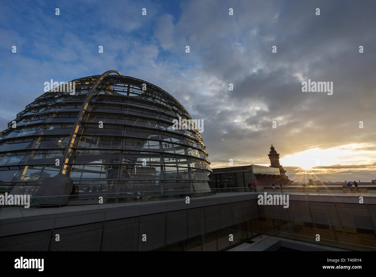 Glass dome on top of the Reichstag (German parliament) building in ...