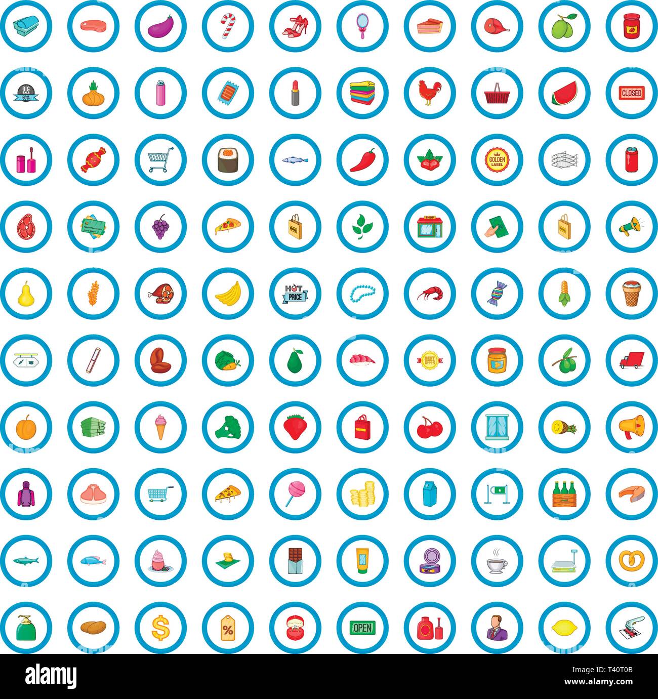 100 retail icons set, cartoon style Stock Vector Image & Art - Alamy