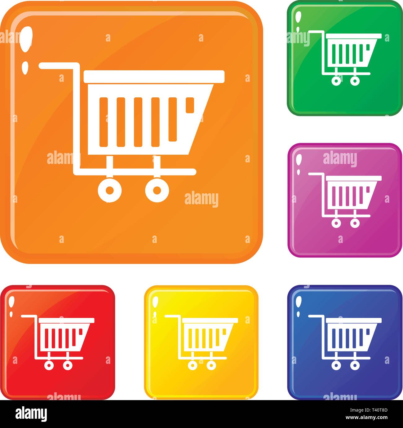 Empty plastic market trolley icons set vector color Stock Vector Image ...