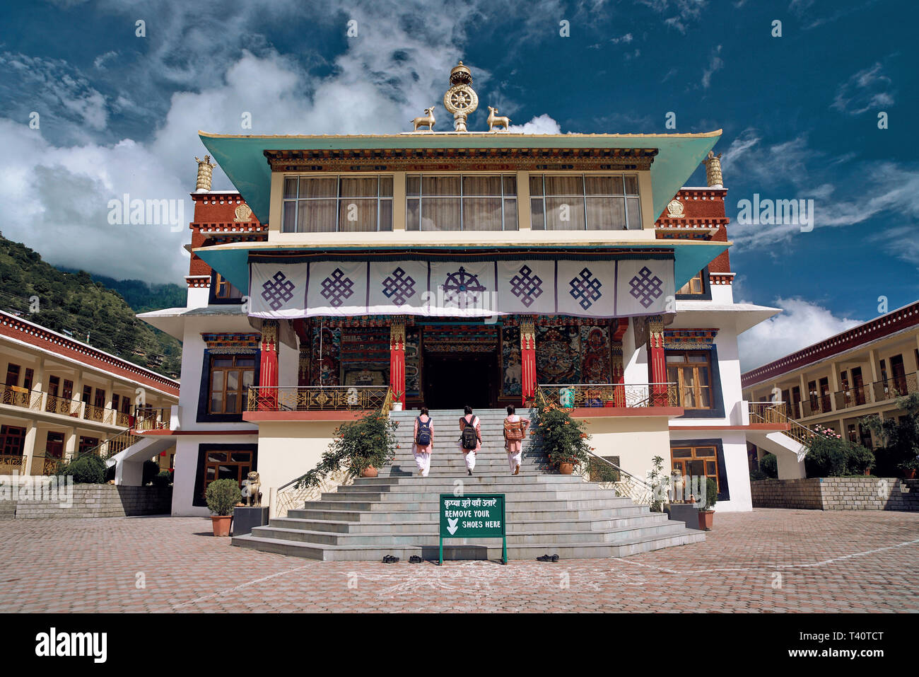 Manali, India - Apr 10, 2019: Beautiful Buildings of Monastery with ...