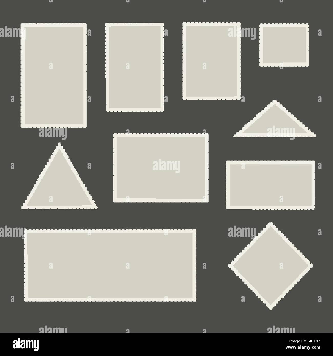 Blank postage marks. Poststamps template. Vintage postcards labels ...