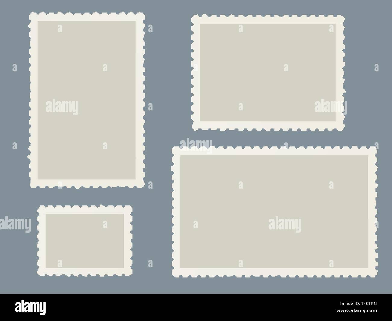 Postage stamps template. Blank marks for postcards and travel postal ...