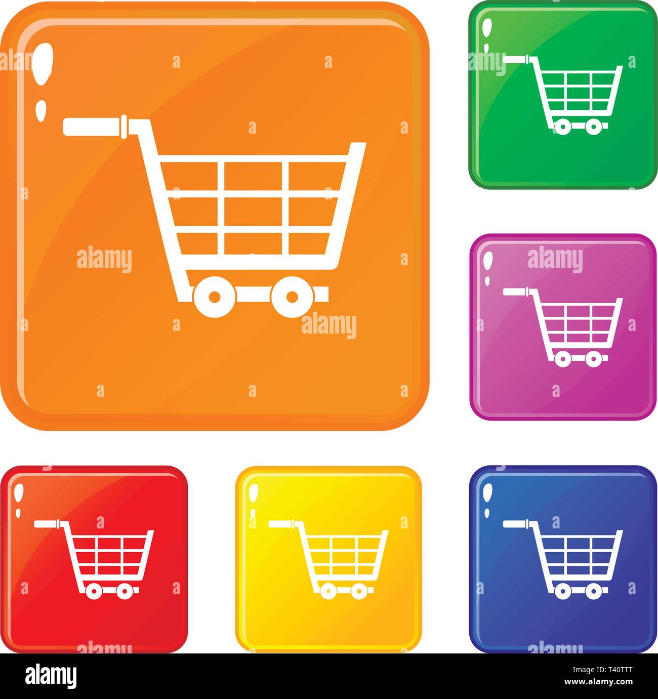 Large shopping trolley icons set vector color Stock Vector Image & Art ...