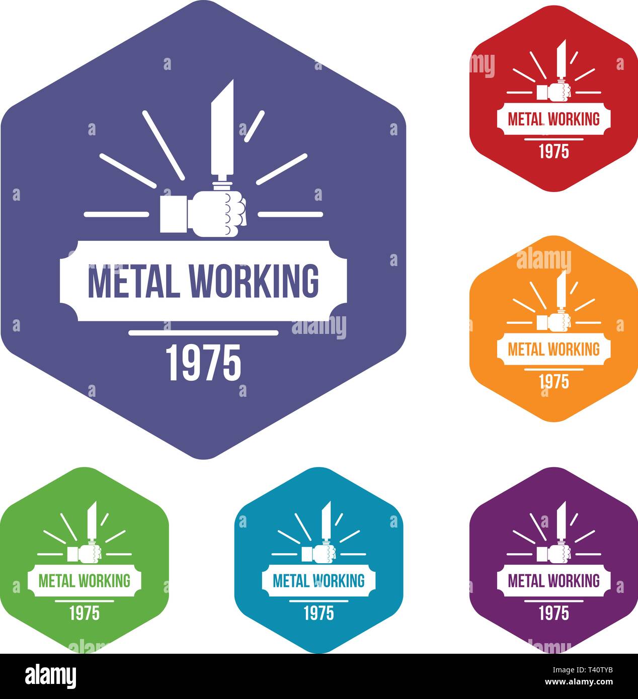 Metal working icons vector hexahedron Stock Vector Image & Art - Alamy