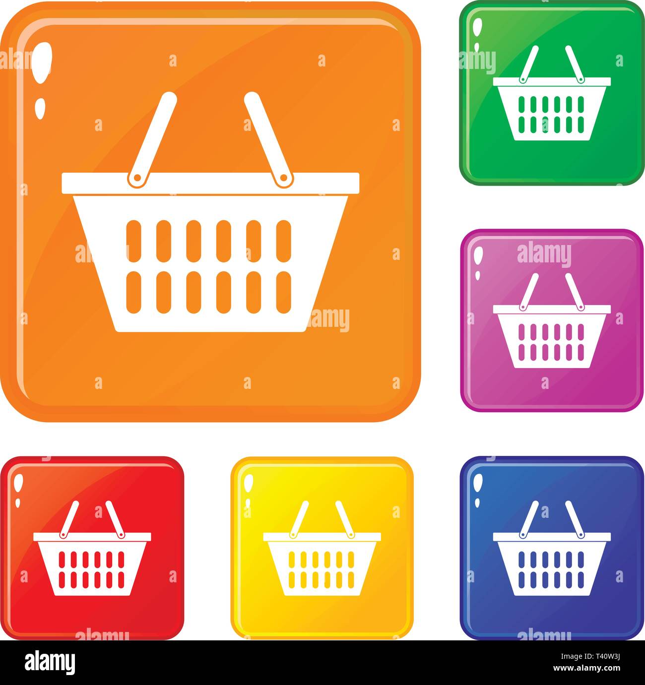 Plastic shopping basket icons set vector color Stock Vector Image & Art ...