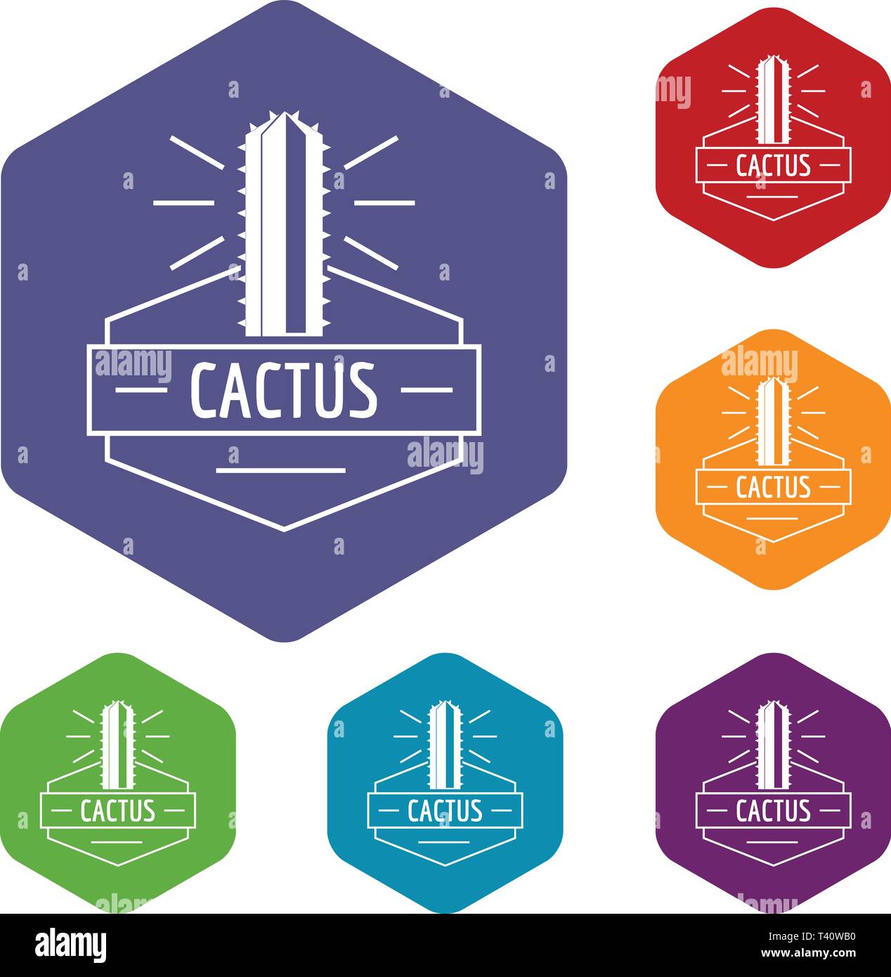 Mexico cactus icons vector hexahedron Stock Vector Image & Art - Alamy