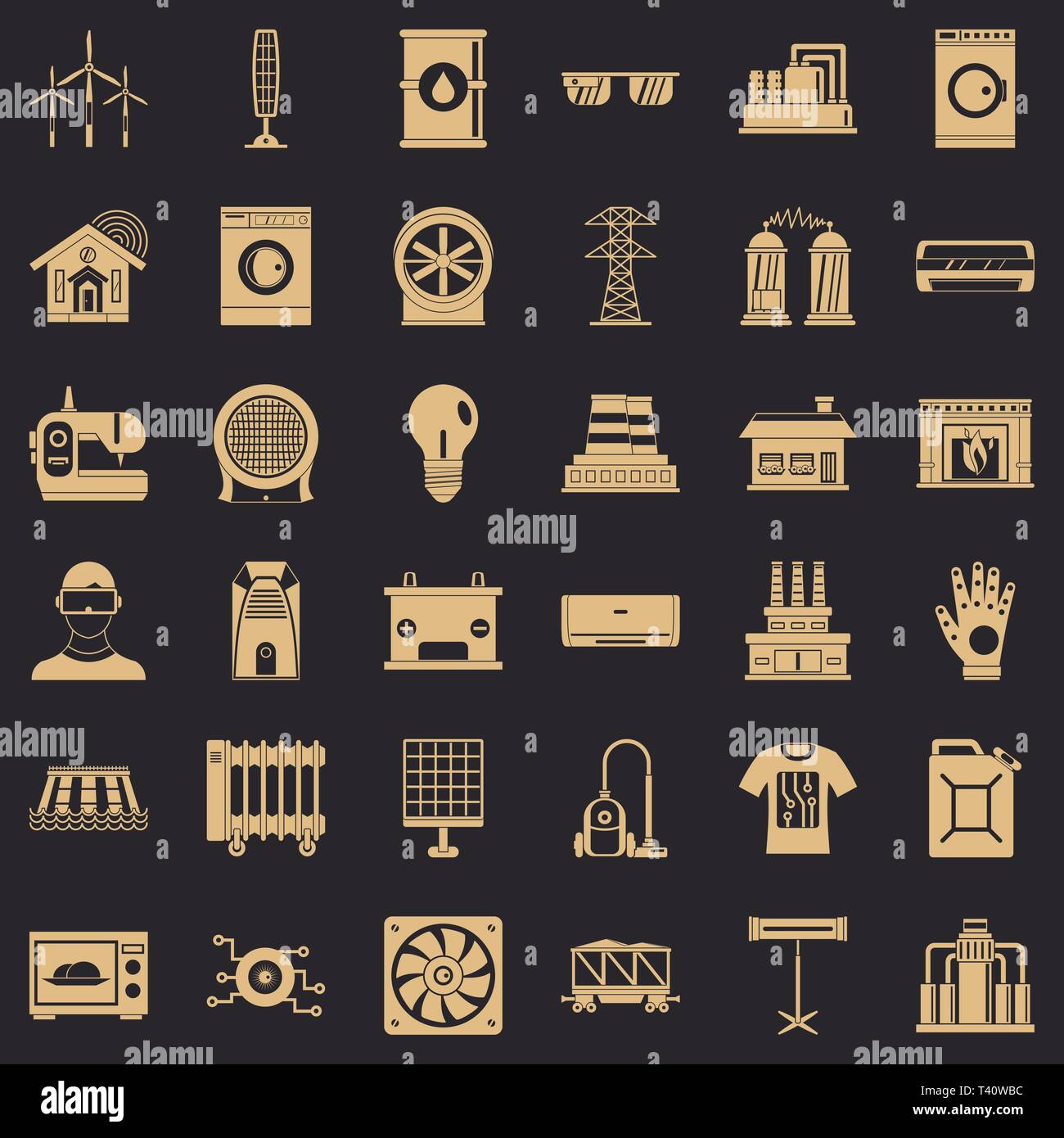 Electrical equipment icons set, simple style Stock Vector Image & Art ...
