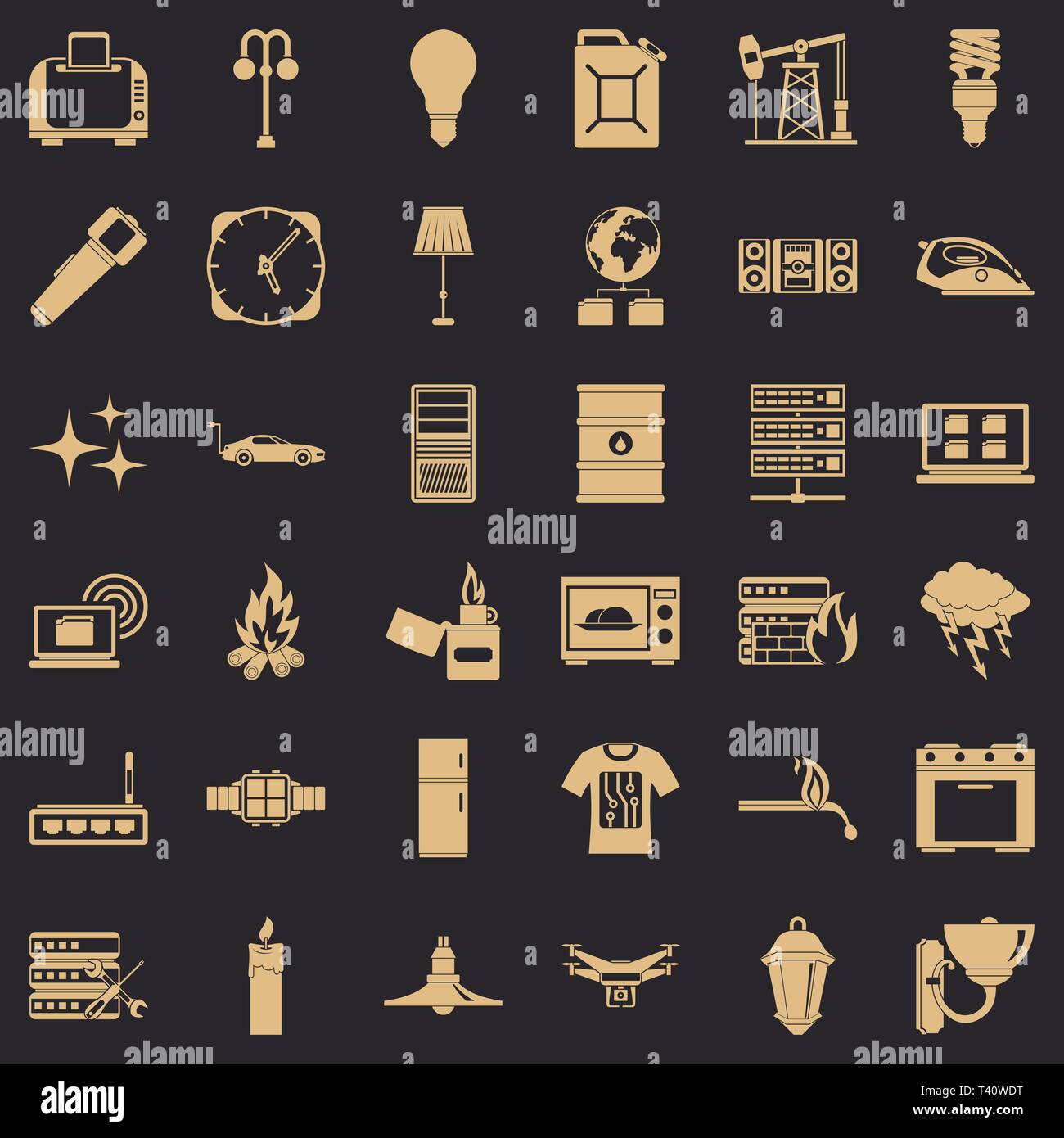 Electricity signal icons set, simple style Stock Vector Image & Art - Alamy