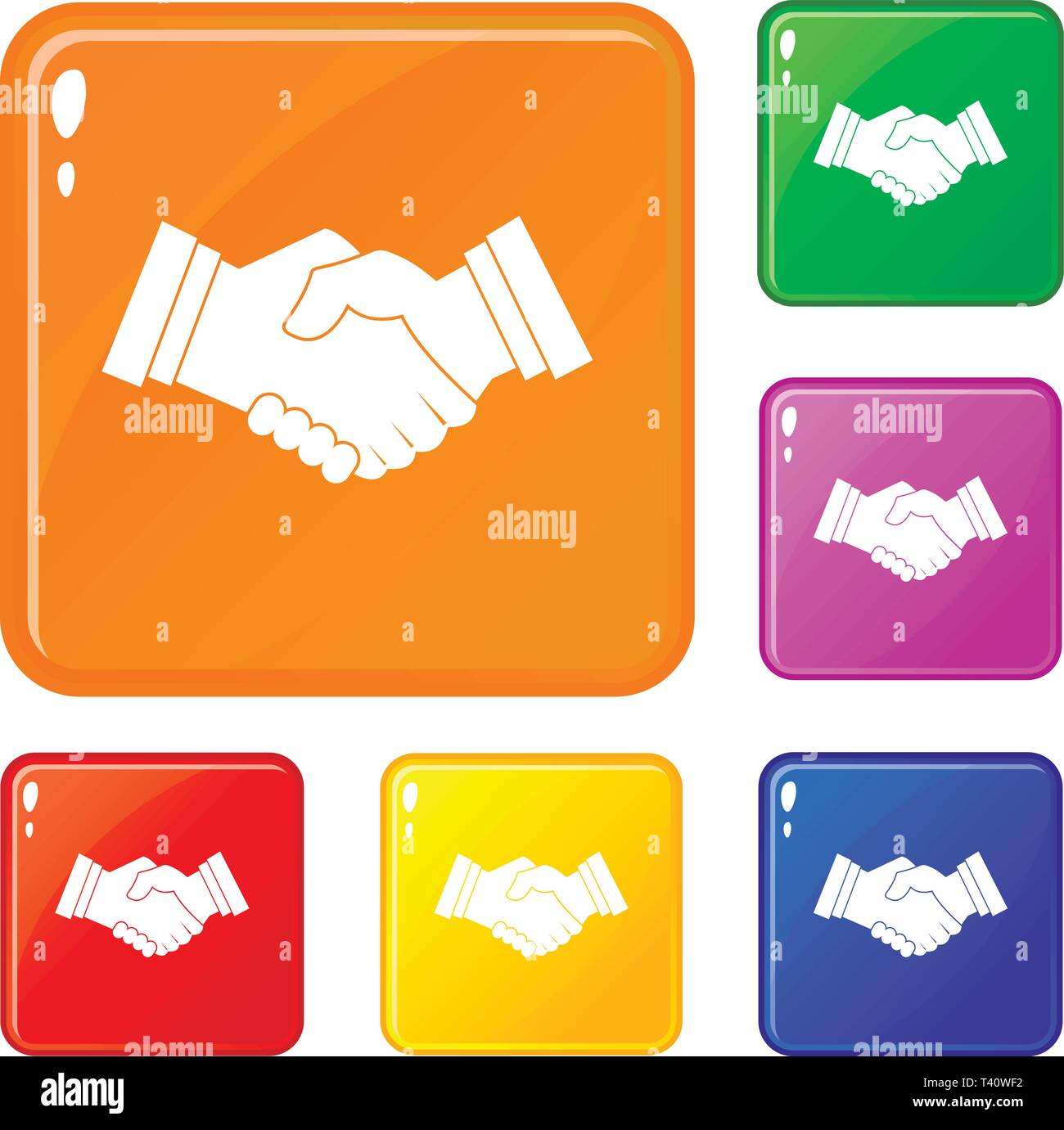 Business handshake icons set vector color Stock Vector Image & Art - Alamy