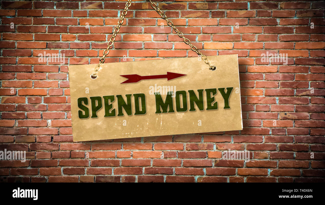 Street Sign Spend Money Stock Photo - Alamy