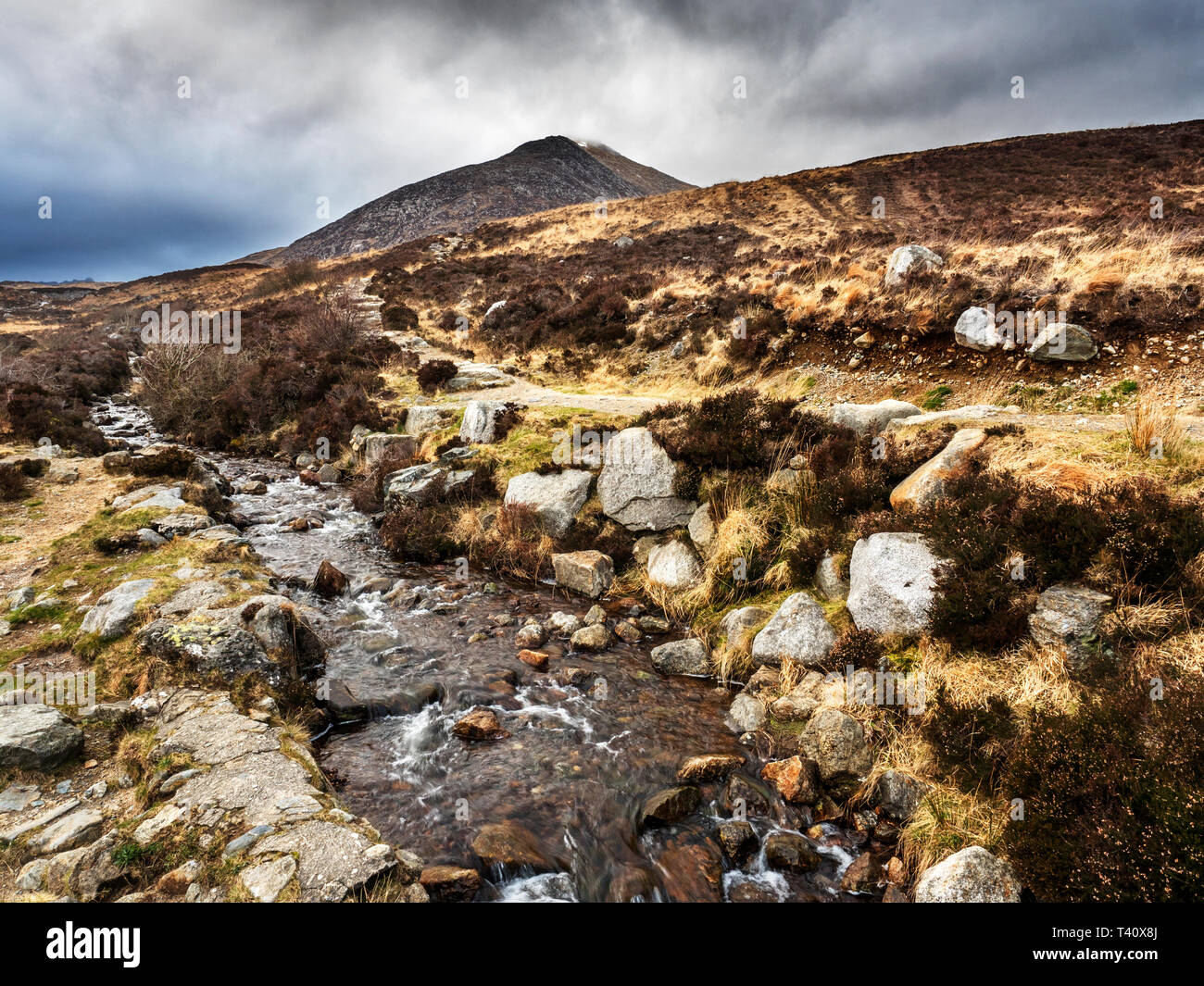 The peak of Goat Fell from the route up from Brodick Castle on the Isle ...