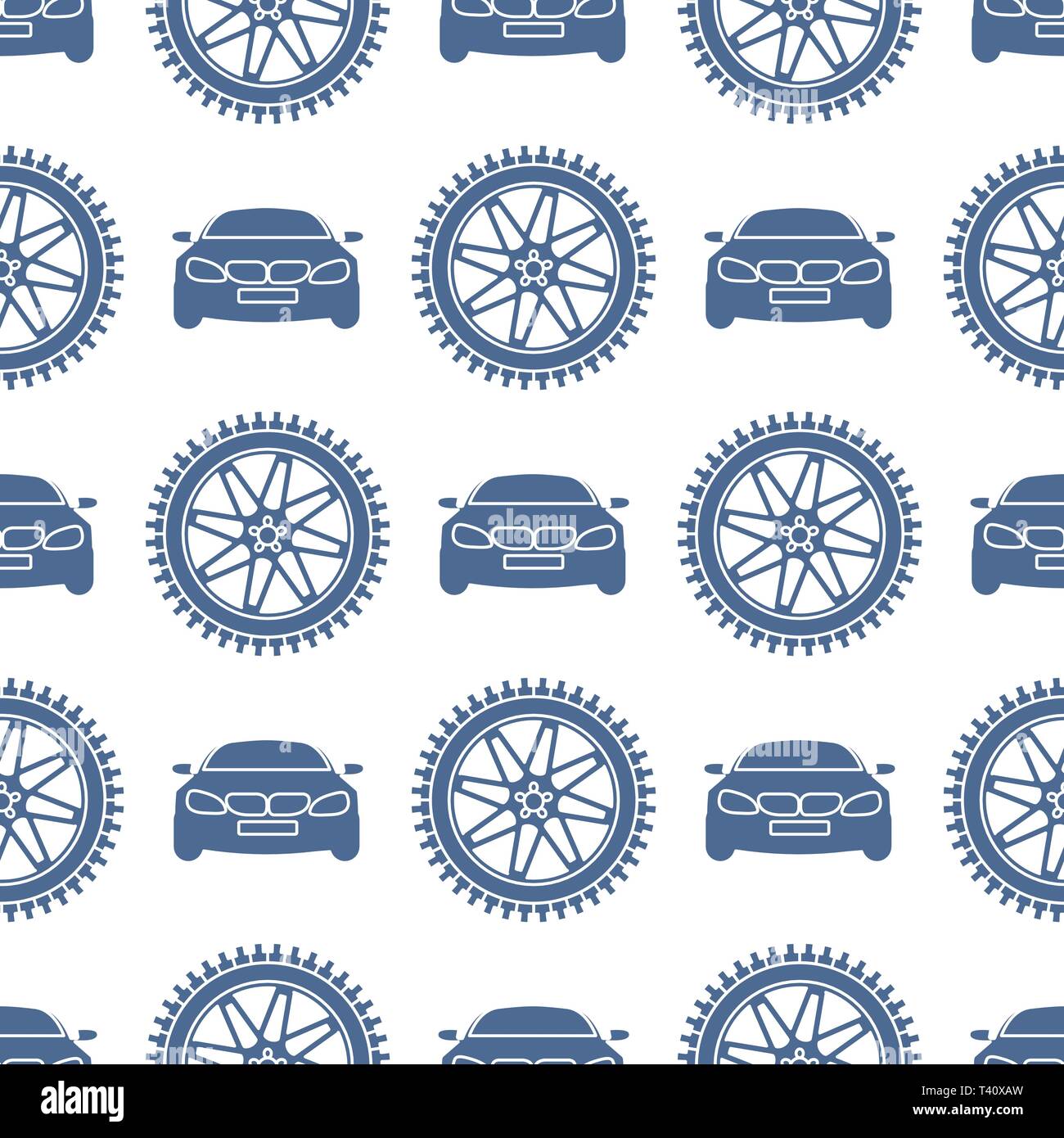 Seamless pattern with cars and wheels. Automotive background. Transport ...