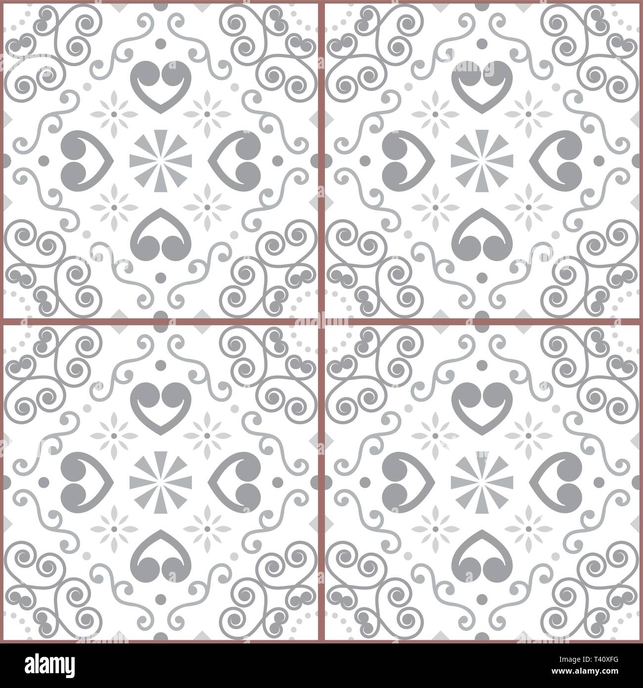 Portuguese or Spanish retro tile Azulejos vector seamless design ...