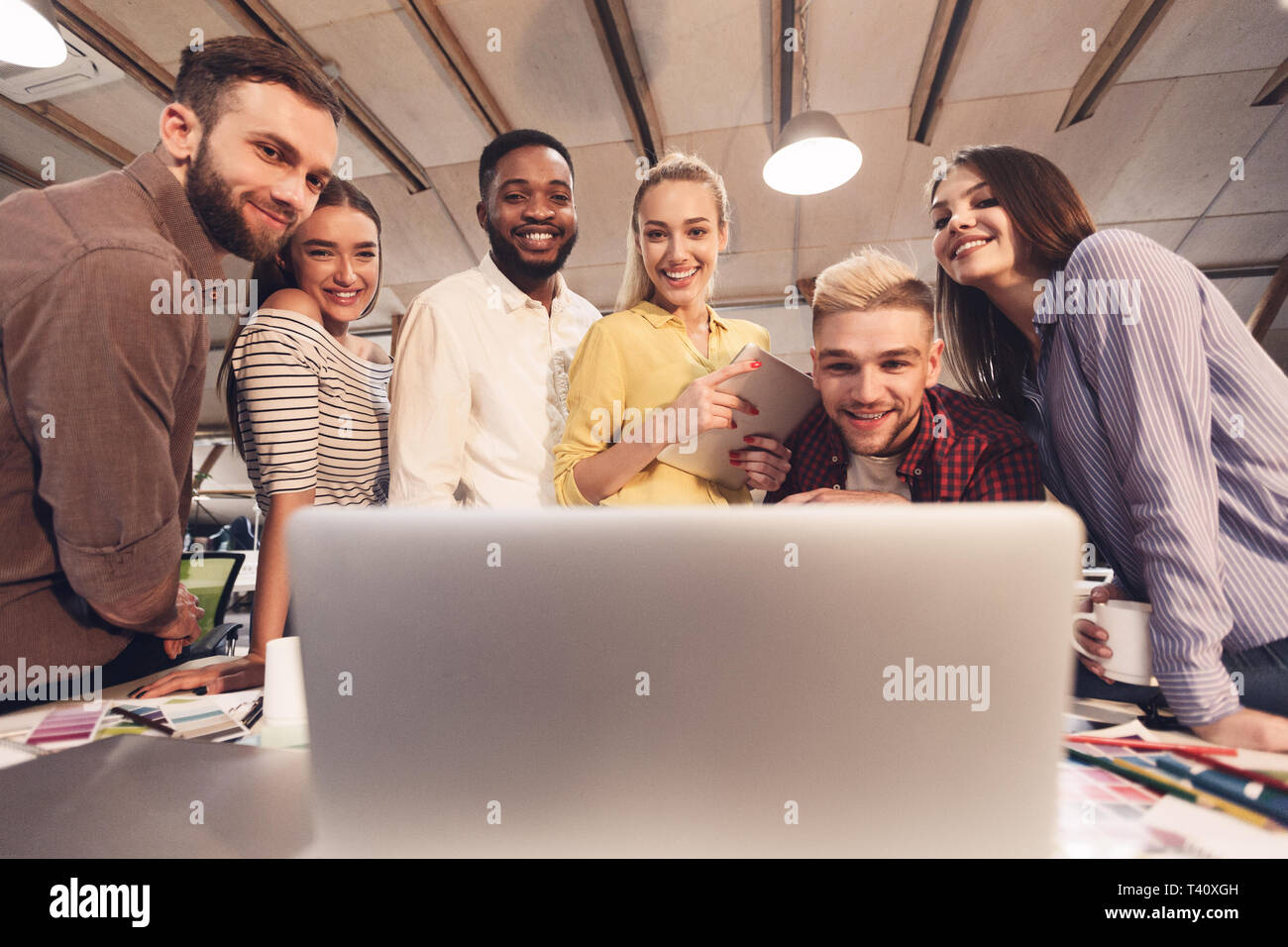 Marketing team discussing smm strategy hi-res stock photography and ...